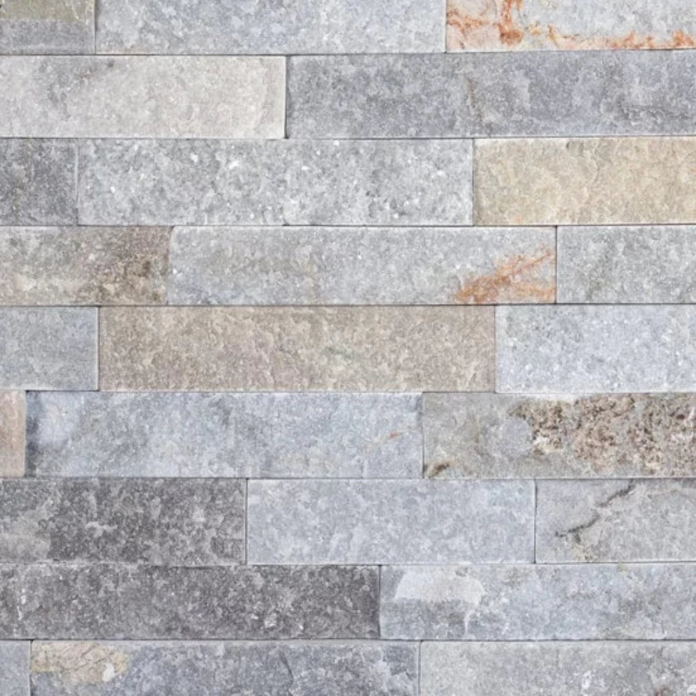 Coral Blue Nile Quartzite 6x24 Split Face Stacked Stone Ledger Panel | TILE & MOSAIC DEPOT