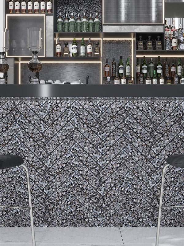 Aquaterra Black 3x12 Brick Shell Terrazzo Tile | TILE & MOSAIC DEPOT