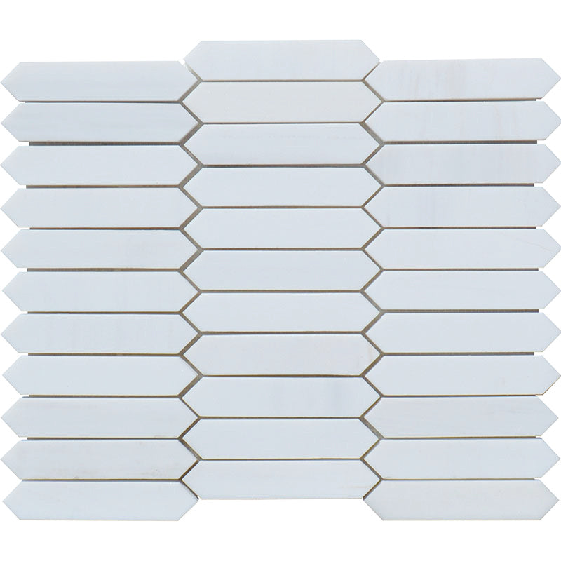 Bianco Dolomite Marble 1x5 Picket Honed Mosaic Tile | TILE & MOSAIC DEPOT
