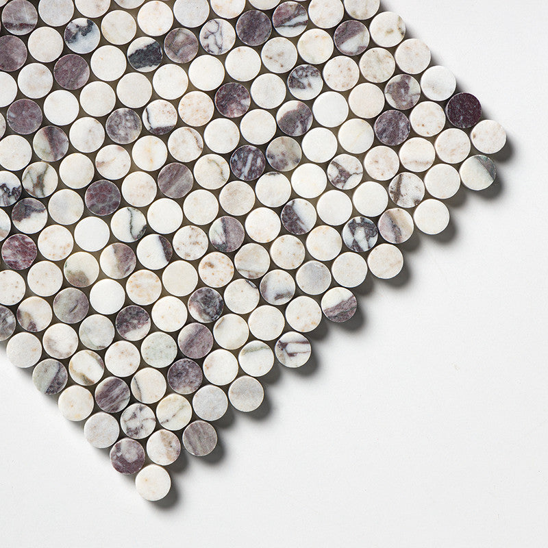 Calacatta Viola Marble Penny Round Polished Mosaic Tile | TILE & MOSAIC ...