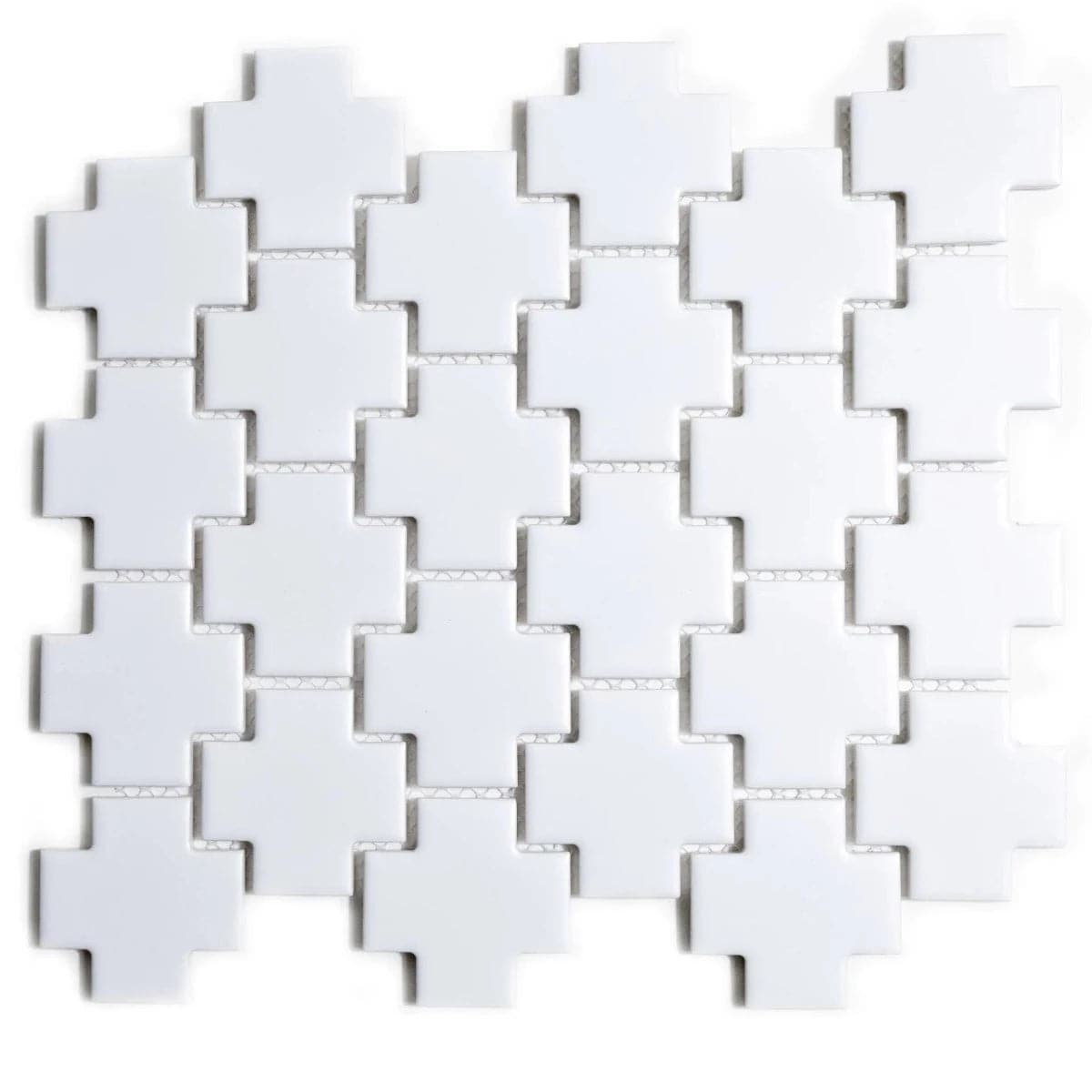 Cross White Glossy Porcelain Mosaic Tile | TILE & MOSAIC DEPOT