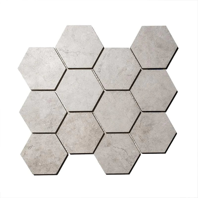 Unicom Evostone Ivory Hexagon Ceramic Mosaic Tile | TMD