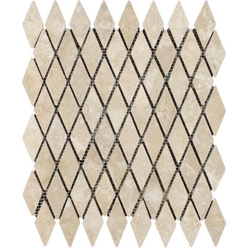1 x 2 Tumbled Durango Travertine Diamond Mosaic Tile | TMD