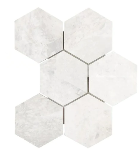Bianco Congelato Nimbus Marble 4x4 Hexagon Mosaic Tile | TMD