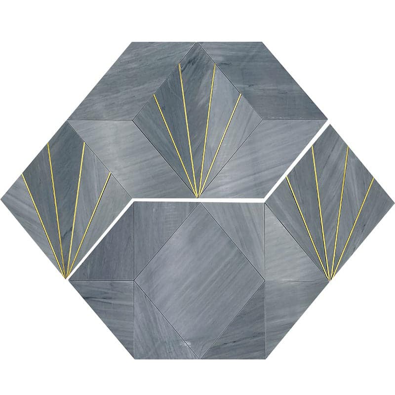 ROCKEFELLER Grey crown Imperial Grey, Brass Mosaic Tile