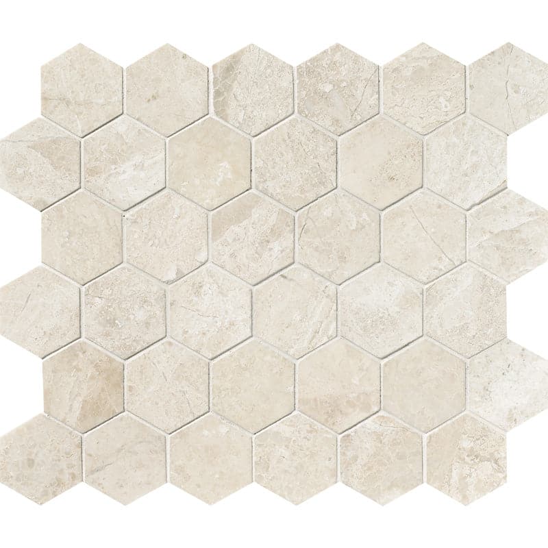 Royal Beige Marble 2x2 Hexagon Honed Marble Mosaic Tile | TILE & MOSAIC ...